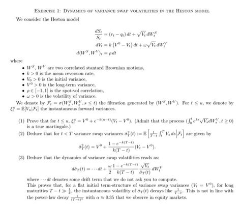 Solved Exercise 1 Dynamics Of Variance Swap Volatilities In