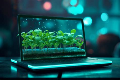 Premium Ai Image A Laptop With Futuristic Hydroponics Monitoring System Hydroponics