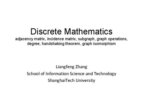 Discrete Mathematics Adjacency Matrix Incidence Matrix Subgraph Graph