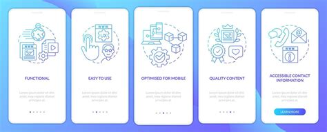 Great Website Features Blue Gradient Onboarding Mobile App Screen Walkthrough 5 Steps Graphic