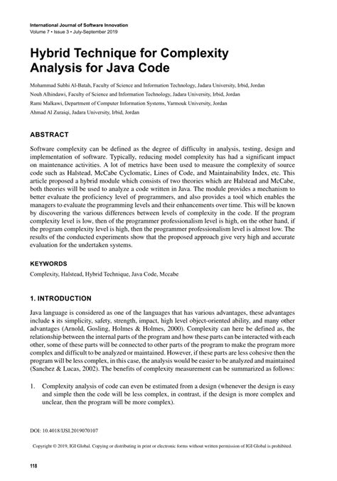 Pdf Hybrid Technique For Complexity Analysis For Java Code