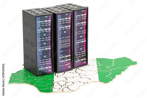 Data Center Server Racks In Nigeria Concept 3d Rendering Stock Illustration Adobe Stock