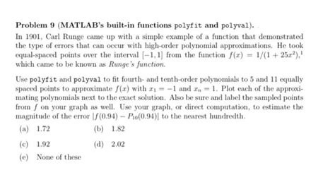solved problem 9 matlab s built in functions polyfit and