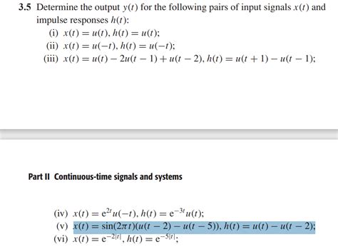 3 5 determine the output y t for the following pairs