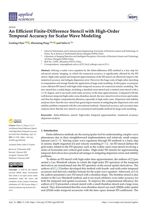 Pdf An Efficient Finite Difference Stencil With High Order Temporal