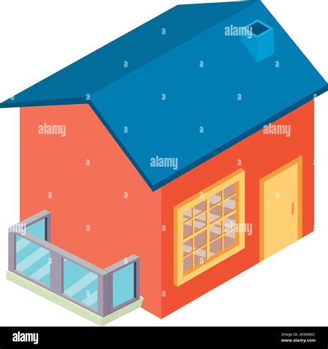 Contemporary House Icon Isometric Vector New One Story House With Balcony Icon Residential