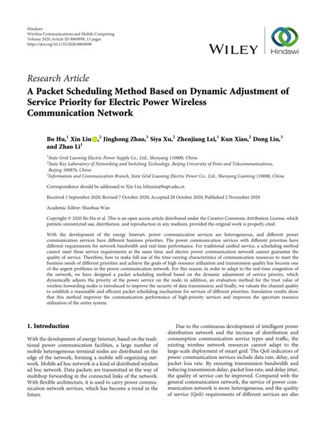 Pdf A Packet Scheduling Method Based On Dynamic Adjustment Of Service Priority For Electric