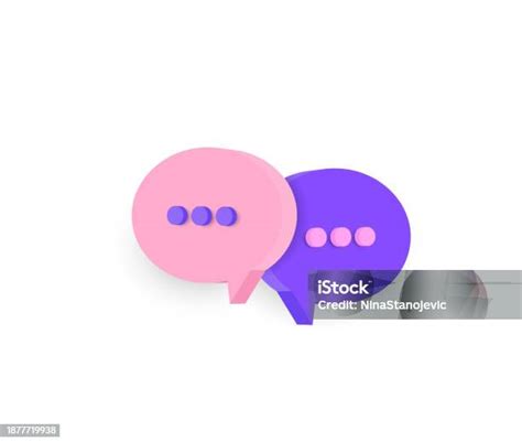 분홍색과 보라색 3d 채팅 버블입니다 Ui 디자인 아이콘입니다 벡터 일러스트 레이 션입니다 기포에 대한 스톡 벡터 아트 및 기타 이미지 Istock