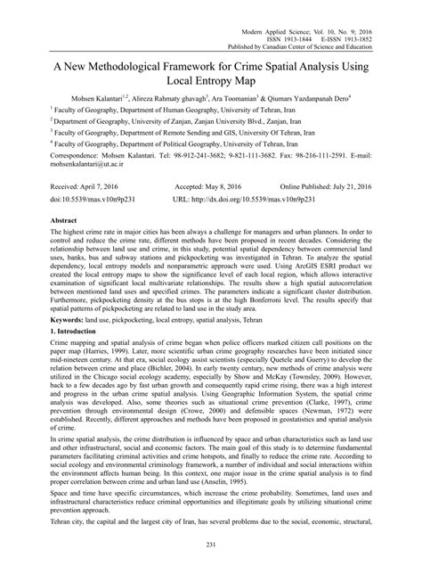 Pdf A New Methodological Framework For Crime Spatial Analysis Using