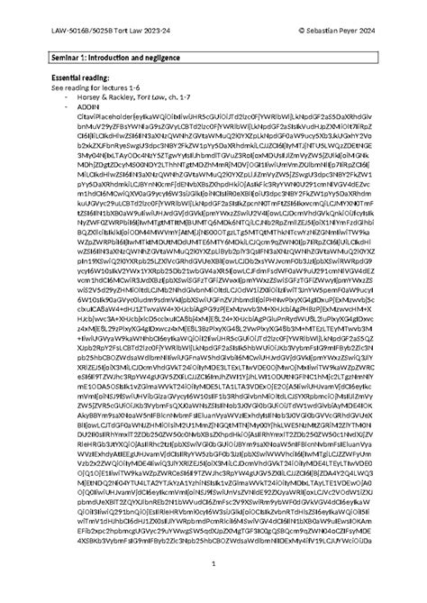 Seminar 1 2023 24 Seminar 1 Introduction And Negligence Essential Reading See Reading For