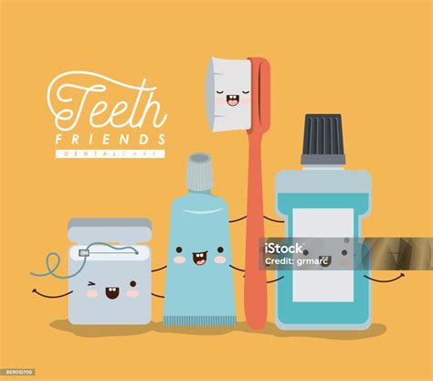 치아 친구 치과 치료 귀여운 컬러 포스터에 다른 식으로 설정 가글에 대한 스톡 벡터 아트 및 기타 이미지 가글 건강관리와 의술 건강한 생활방식 Istock