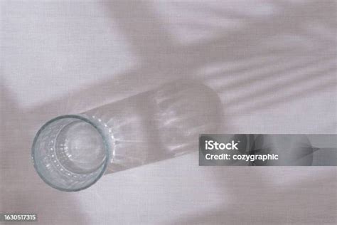 햇빛 긴 그림자 및 굴절 패턴 야자수 잎 트렌디한 그림자가 있는 반짝이는 흰색의 탑 뷰 유리 0명에 대한 스톡 사진 및 기타