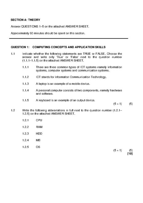 Theory Computer Practice N4 Qp June 2021 Section A Theory Answer