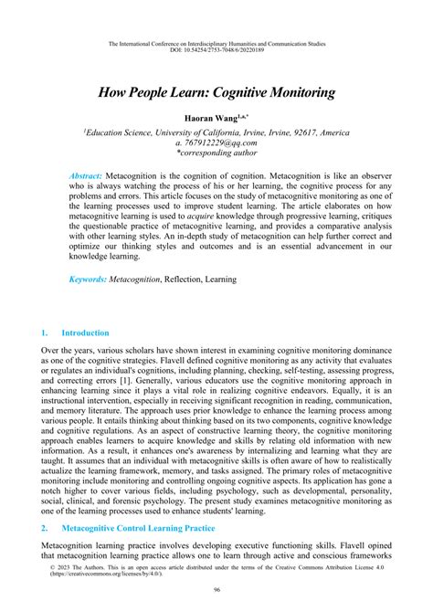 Pdf How People Learn Cognitive Monitoring