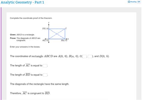 Analytic Geometry Part Reading Off Complete The Coordinate Proof Of The Theorem Given A B