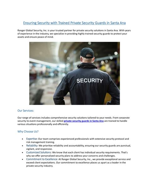 Ppt Ensuring Security With Trained Private Security Guards In Santa