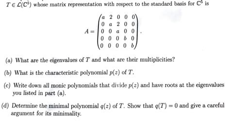 Solved Let A B E C Be Non Zero Scalars With A B Consider Chegg Com