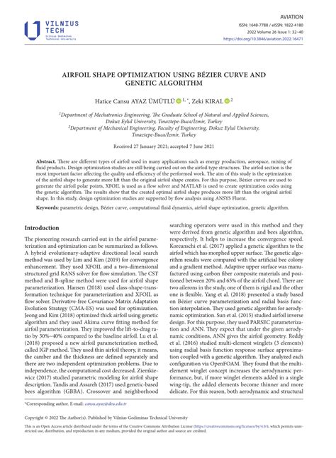 Pdf Airfoil Shape Optimization Using Bézier Curve And Genetic Algorithm