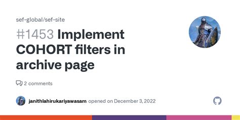 Implement Cohort Filters In Archive Page · Issue 1453 · Sef Globalsef
