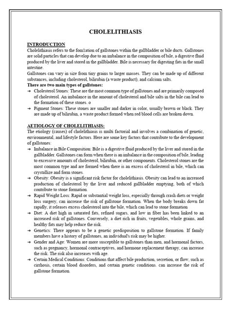 Cholelithiasis Pdf Gallbladder Bile