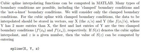 cubic spline interpolating functions can be computed