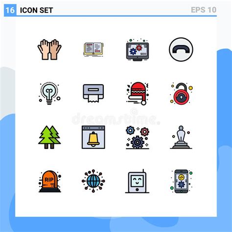 Universal Icon Symbols Group Of 16 Modern Flat Color Filled Lines Of Education Hang Up Writing