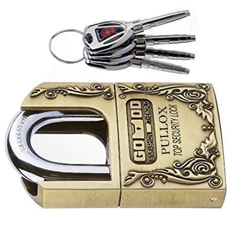 Pullox SSEA Cylindrical Key Padlock Golden Polished Finish Taivan TECHNOLOGY Anti Theft