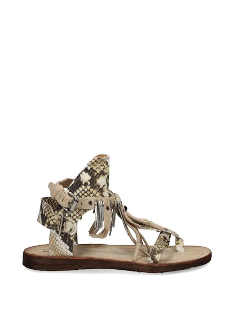 As98 Sandalen Van Slangenleer Beige Schoenennl