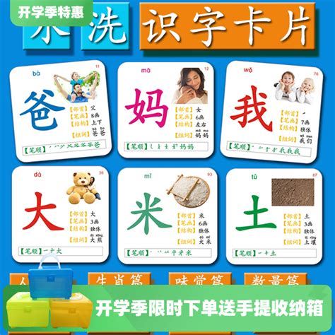 幼儿童宝宝塑料识字卡片03 6看图早教启蒙一年级认汉字生字卡神器虎窝淘
