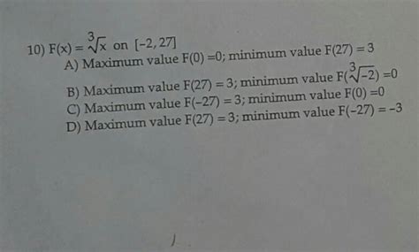 Solved Find The Absolute Maximum And Minimum Values Of The