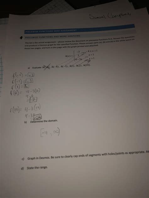 Piecewise Functions—does This Look Right If Not What Did I Do Wrong How Do I Graph This R