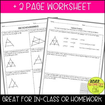Midsegments Guided Notes And Practice Worksheet By Acute Geometry Class