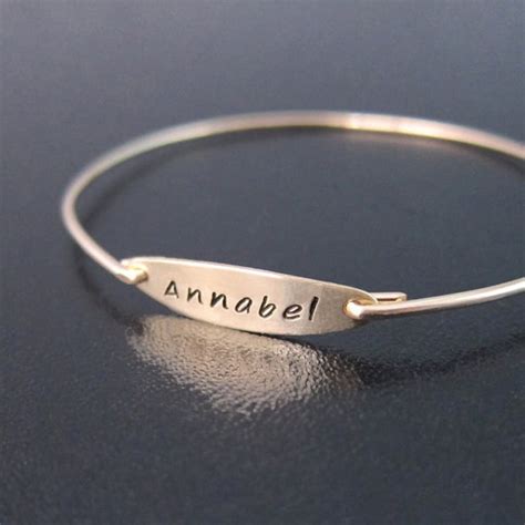 Name Bangle Bracelet Custom Stamped Bracelet Custom Gold Bracelet