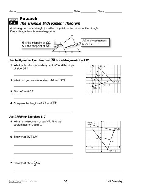 Midsegment Theorem Worksheet Answer Key