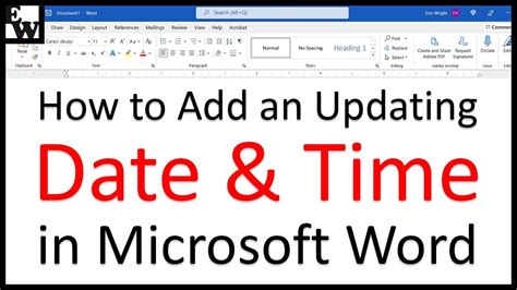 How To Add An Updating Date And Time In Microsoft Word Pc And Mac Youtube