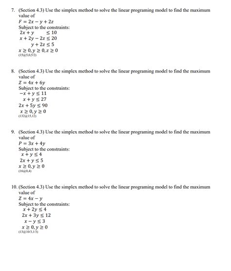 solved 7 section 4 3 use the simplex method to solve the