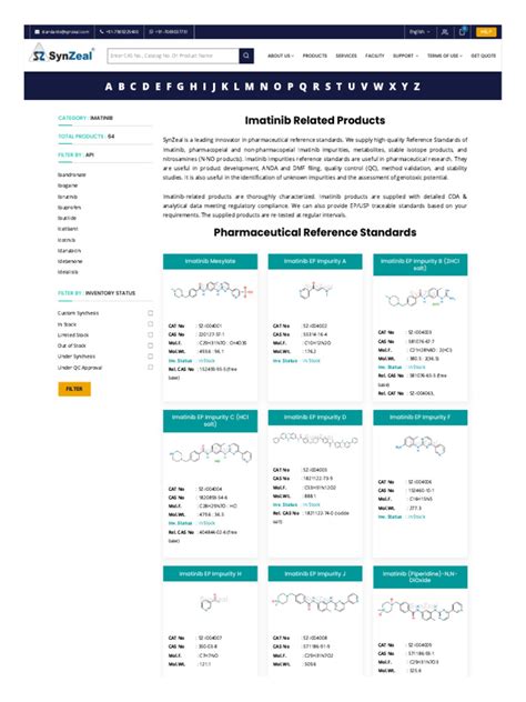 Imatinib Reference Standards And Impurities Pdf Chemical Compounds