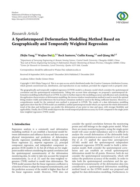 Pdf A Spatiotemporal Deformation Modelling Method Based On