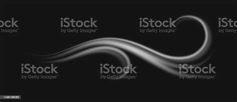 바람이 불고 거슬렁 거리며 울부 짖는 공기 흐름이 움직이는 연기 증기 또는 연기 안개 소용돌이 기상 조건이있는 고립 된 게일 사실적인 스타일의 벡터 곡선에 대한 스톡 벡터