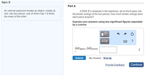 Solved Item Part A An Internal Explosion Breaks An Object Chegg