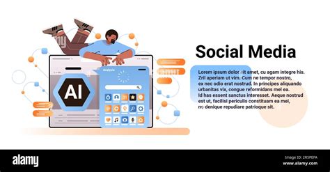 Man Using Computer Apps On Screen Social Media Communication Digital Addiction Concept Stock