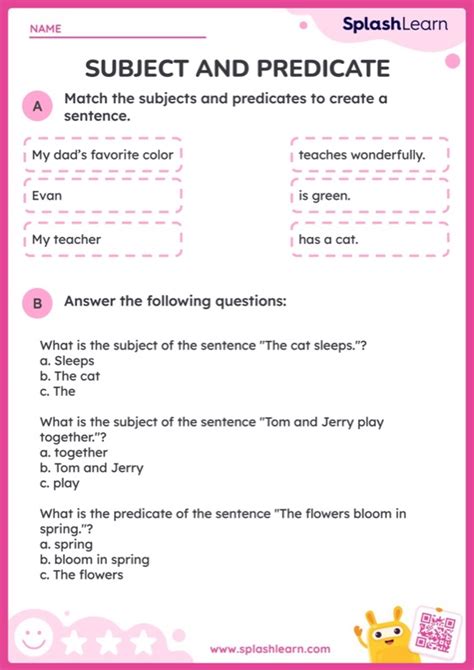 Matching Subject And Predicate Worksheet