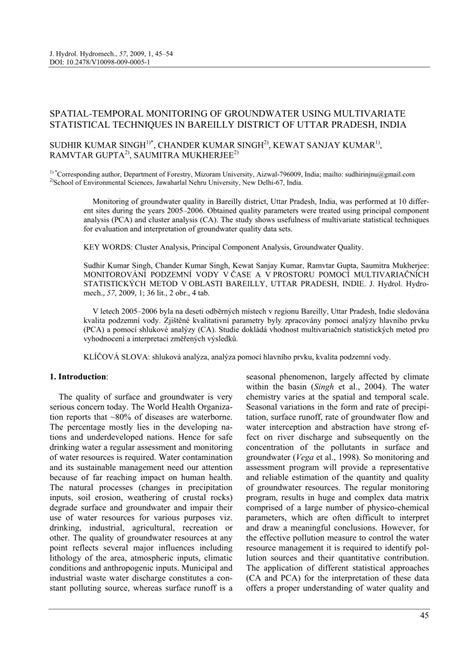 Pdf Spatial Temporal Monitoring Of Groundwater Using Multivariate Statistical Techniques In