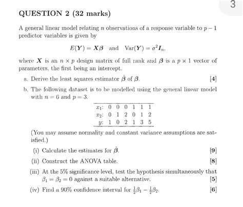 Solved A General Linear Model Relating N Observations Of A Chegg
