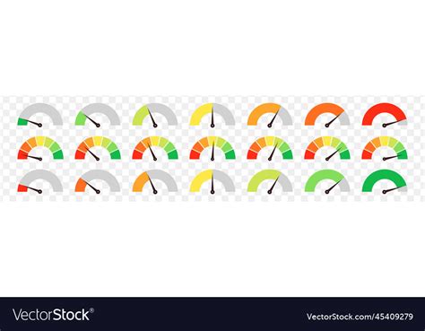 Set Of Different Colorful Speedometers Meter Vector Image