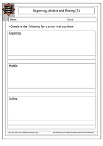 Beginning Middle Ending 2 Worksheet For 3rd 6th Grade