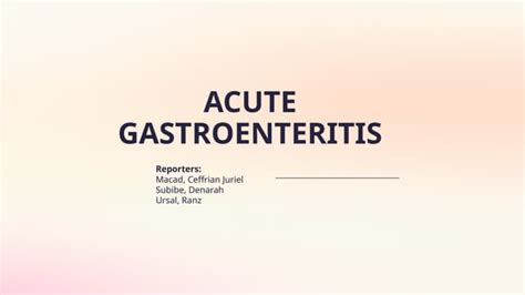 Acute Gastroenteritis For Pediatric Patients Pptx