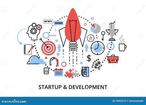 Modern Flat Thin Line Design Vector Illustration Concepts Of Startup Project Business Strategy