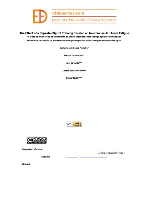 The Effect Of A Repeated Sprint Training Session On Neuromuscular Acute Fatigue Pdf