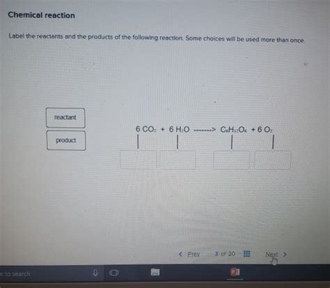 solved chemical reaction label the reactants and the